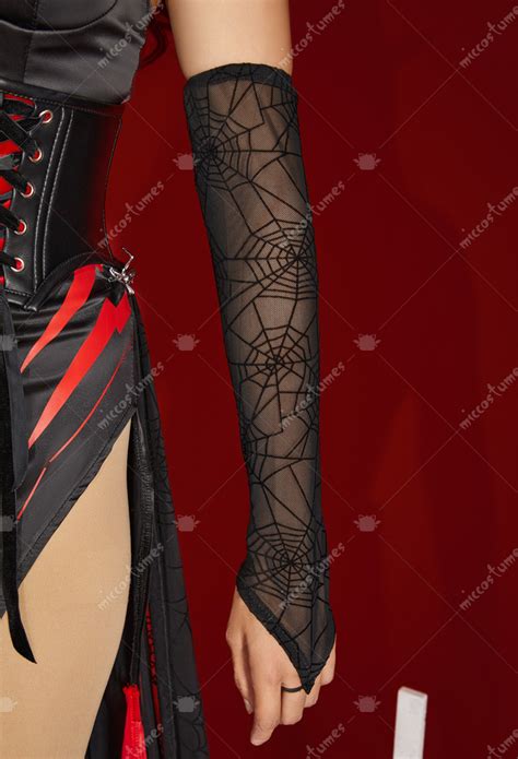 Gothic Dark Sexy High Slit Dress Outfit With Sleeves Necklace