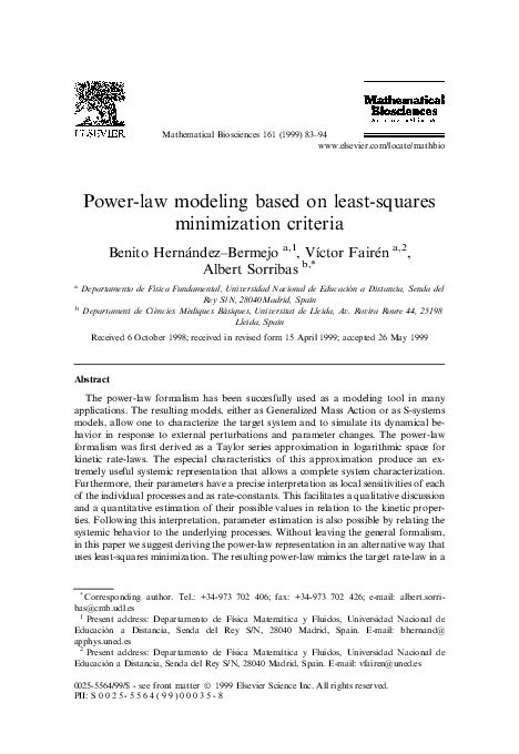 Pdf Power Law Modeling Based On Least Squares Minimization Criteria