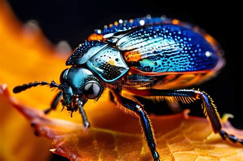 Ai Generated Illustration Of A Vivid Insect On An Orange Plant Leaves
