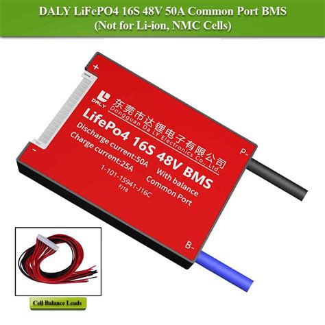 Daly Bms 16s 48v Lifepo4 50a Common Port Battery Protection Module