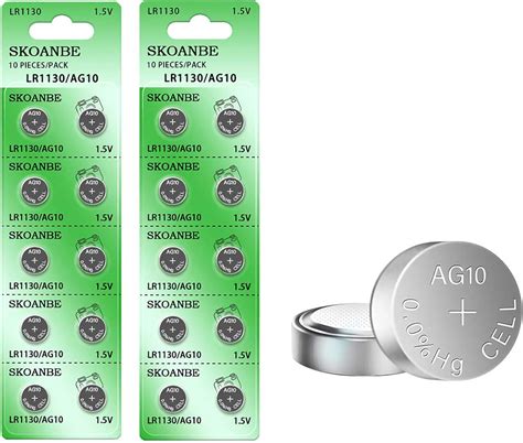SKOANBE 20Pack LR1130 389 AG10 Button Cell Batteries 1 5V Battery
