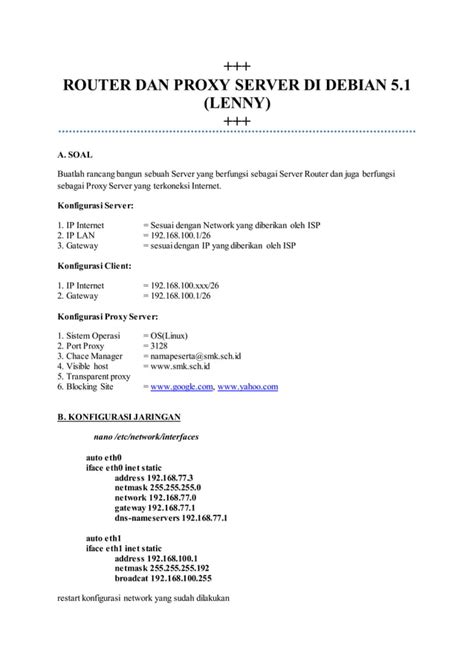 Router Dan Proxy Server Di Debian 5 Pdf Free Download