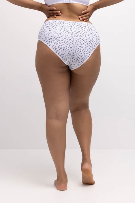 4 Pack Of Stretch Cotton Panties Ditsy Solids Multicolour Ulla Popken