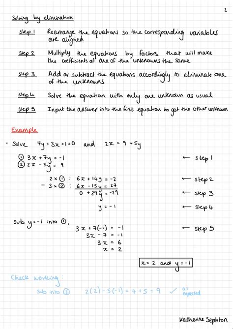 Simultaneous Equations By Elimination Gcse Maths Math Notes Simultaneous Equations Math Charts
