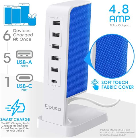 Buy Aduro USB Charging Station For Multiple Devices PowerUp Flair Desktop Fast Charger Port