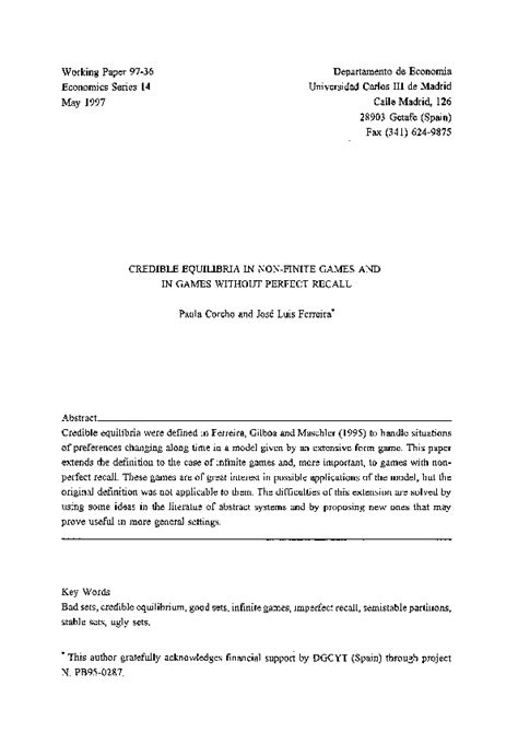 Credible Equilibria In Non Finite Games And In Games Without Perfect Recall