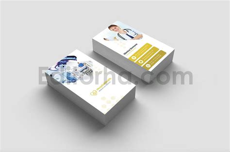 دانلود طرح لایه باز کارت ویزیت بیمارستان عمودی Business Card Hospital