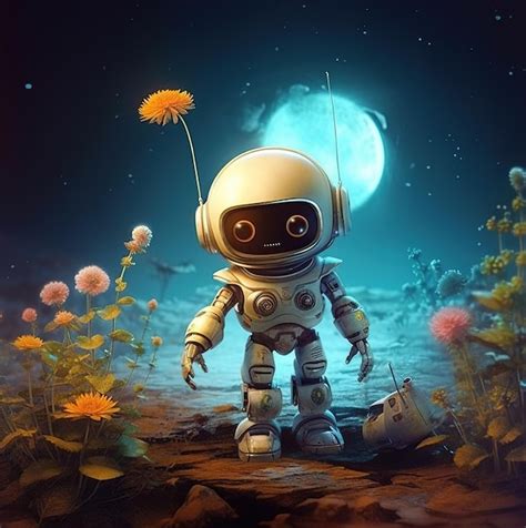 Premium Ai Image A Robot With A Flower In The Background