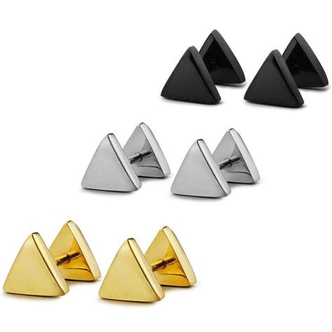 Fibo Steel Mens Womens Stud Earrings Stainless Steel Earring Piercing