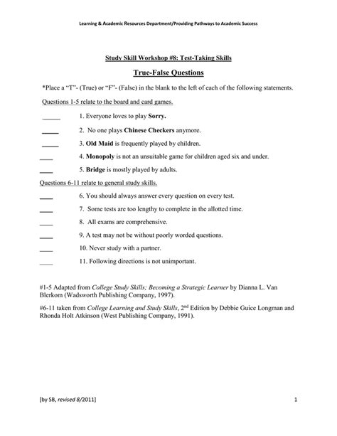 True False Questions