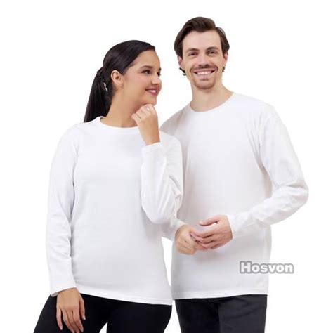 Jual PUTIH Hosvon Kaos Polos Lengan Panjang Katun Combed Size M XXL M