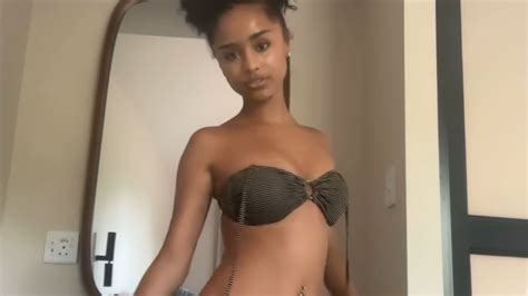 Tyla Rocks Tiny Bandeau Bikini Top And Unbuttoned Pants In Grwm Video