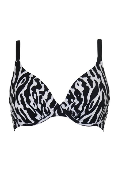 Glamazon Non Padded Underwired Bikini Top In Blackwhite Pour Moi