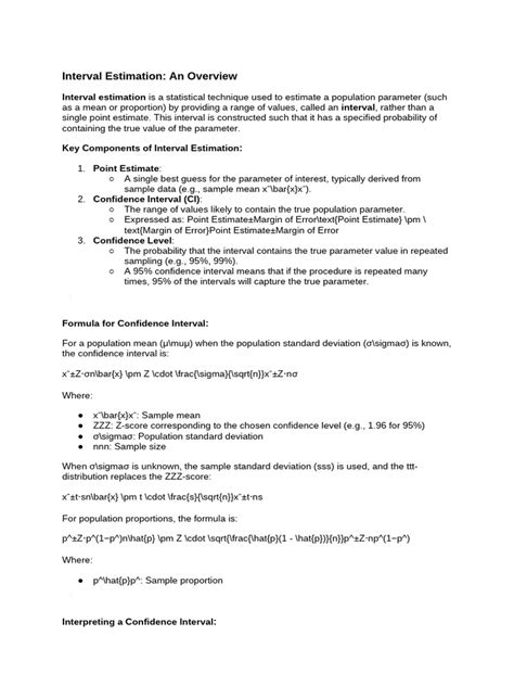 Interval Estimation An Overview Pdf Confidence Interval Errors And Residuals
