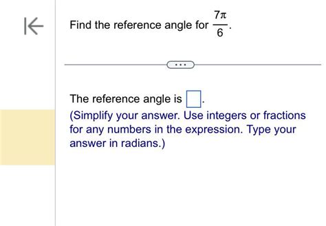 Solved Find the reference angle for π The reference angle Chegg