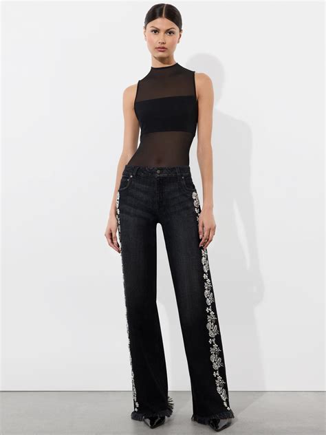 Roxie Embellished Jean In Georgia Vintage Black Alice Olivia