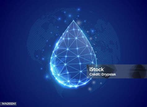 물 방울 3d 낮은 폴리 기호 파란색 세계지도 배경 물방울 컨셉 디자인 그림 연결된 점이 있는 오일 드롭 다각형 기호 물에 대한 스톡 벡터 아트 및 기타 이미지 Istock