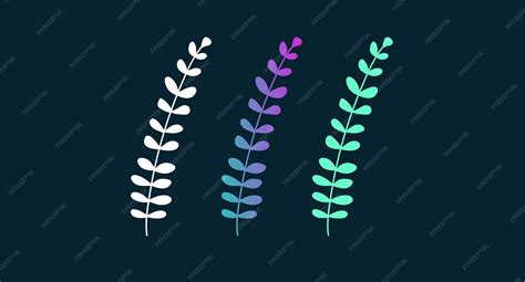 Premium Vector A Set Of Four Different Leaves With A Purple And Green