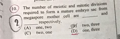 0 The Number Of Meiotic And Mitotic Divisions Required To Form A