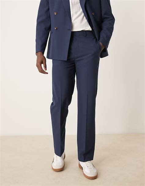Asos Design Straight Leg Suit Trousers In Navy Asos