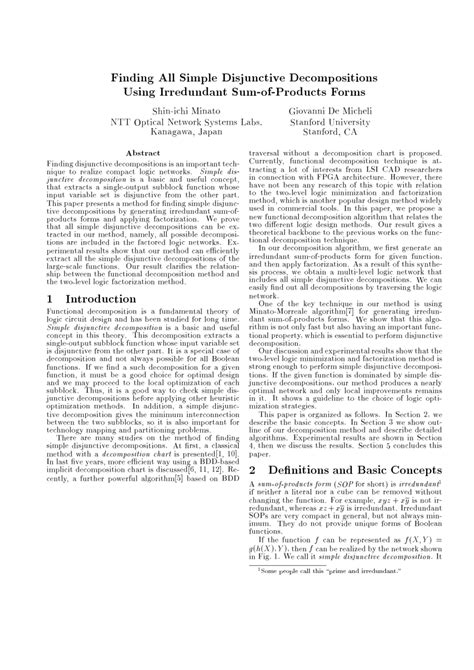 pdf finding all simple disjunctive decompositions using irredundant