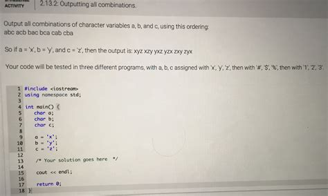 Solved 1 21 32 Outputting All Combinations Activity