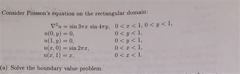 Solved Consider Poissons Equation On The Rectangular