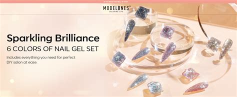 Modelones UV Nagellack Glitzer 6 Farben Silber Rosa Gel Nagelgel Set
