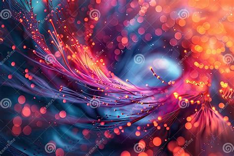 Abstract Digital Art With Vibrant Colors Swirling Particles And Glowing Lights Creating A