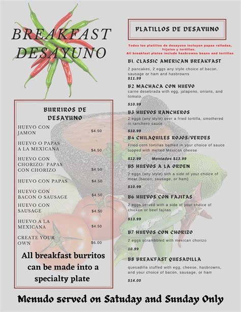 Menu At El Molcajete Authentico Sabor Casero Restaurant Midland