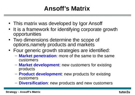 Strategy Slides 79433 Ansoff Matrix Presentation