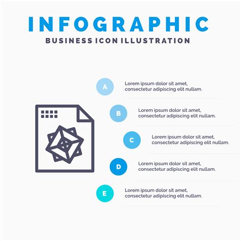 File Processing 3d Design Blue Infographics Template 5 Steps Vector Line Icon Template 14696655