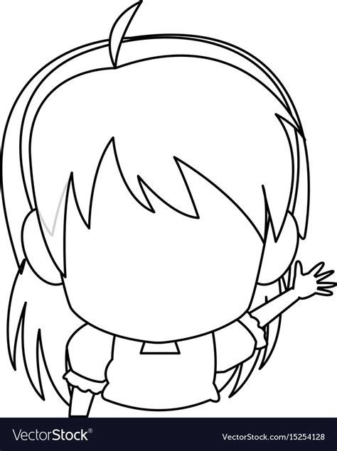 Chibi Anime Girl Avatar Contour Default Royalty Free Vector