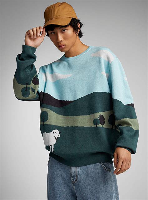 Graphic Jacquard Sweater Djab Shop Mens Crew Neck Sweaters Online