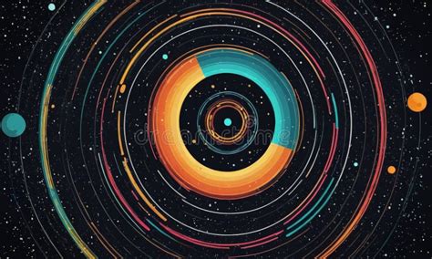 Digital Circular Pattern With Concentric Circles Varying Colors Resembling Galaxy Or Celestial