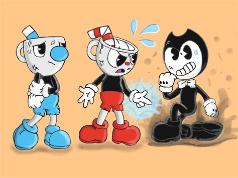 Cuphead Mugman Bendy And The Ink Machine Encou By Umymury On Deviantart