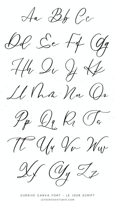 Cursive Letters Font Alphabet Le Jour Script Font Free Canva Font