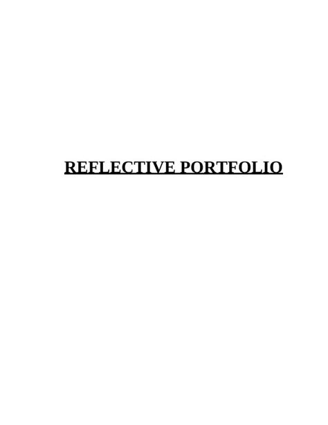 Reflective Portfolio For Learning And Development Training Desklib