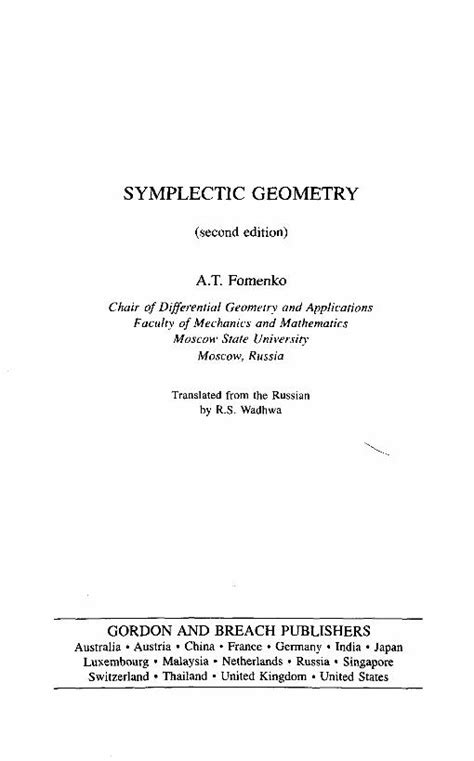 Pdf Symplectic Geometry Gbv · Contents Preface Xi Notation Xii