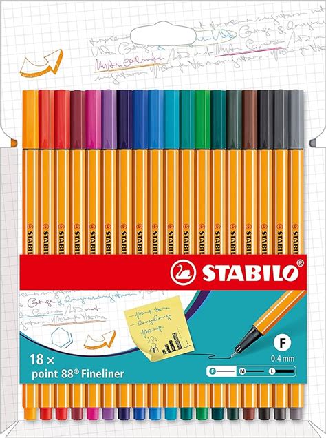STABILO Fineliner Point 88 Pack Of 18 Assorted Colours STABILO