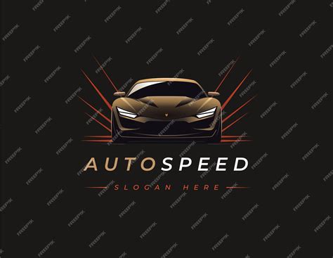 Illustration Du Logo De Voiture De Sport Vue De Face Sur Fond Sombre