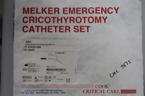 New Cook G06245 Melker Emergency Cricothyrotomy Catheter Set 35 Id