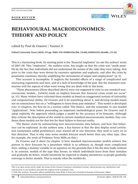 Behavioural Macroeconomics Theory And Policypaulde Pdf Macroeconomics Monetary Policy