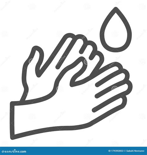 Hand Washing Line Icon Hygiene Protection Outline Style Pictogram On