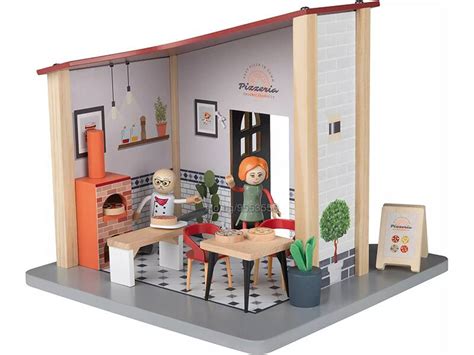 НОВИ Ресторант за дървена къща за кукли Играчки Русе Идеално допълнение към къщите за