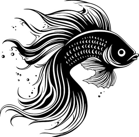Beta Fisch Schwarz Weiß Vektorillustration Premium Vektor