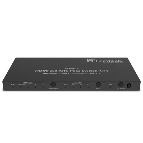 Feintech Hdmi Splitter Vax04100 Hdmi Arc Pass Switch 4x1 Für Hdmi Arc