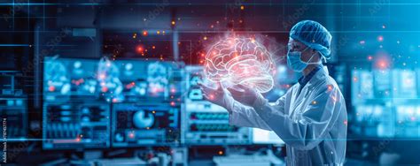 Technology Brain Diagnosis Doctor Examines Futuristic Ai Robotics