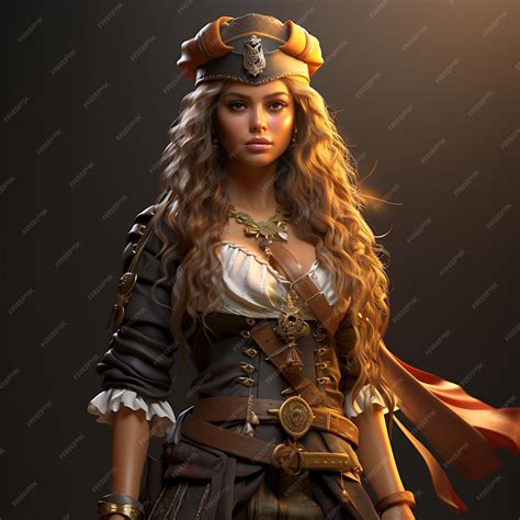 Premium Photo 3d Character Female Pirate Captain Fierce Sun Kissed