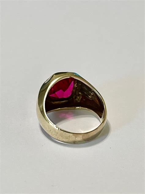 Ruby Ring Vintage Dason 10k Yellow Gold Mens Red Etsy